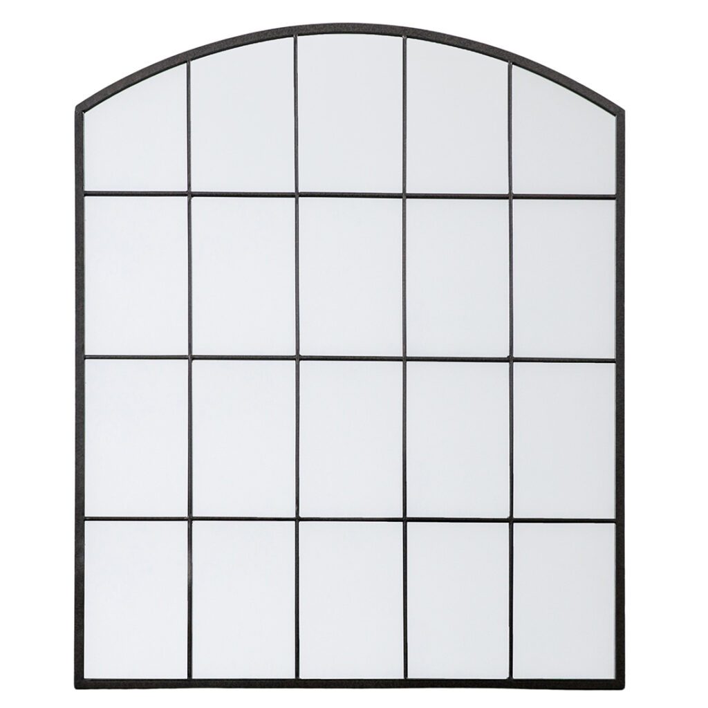 Rounded Black Industrial Window Mirror - Primrose & Plum