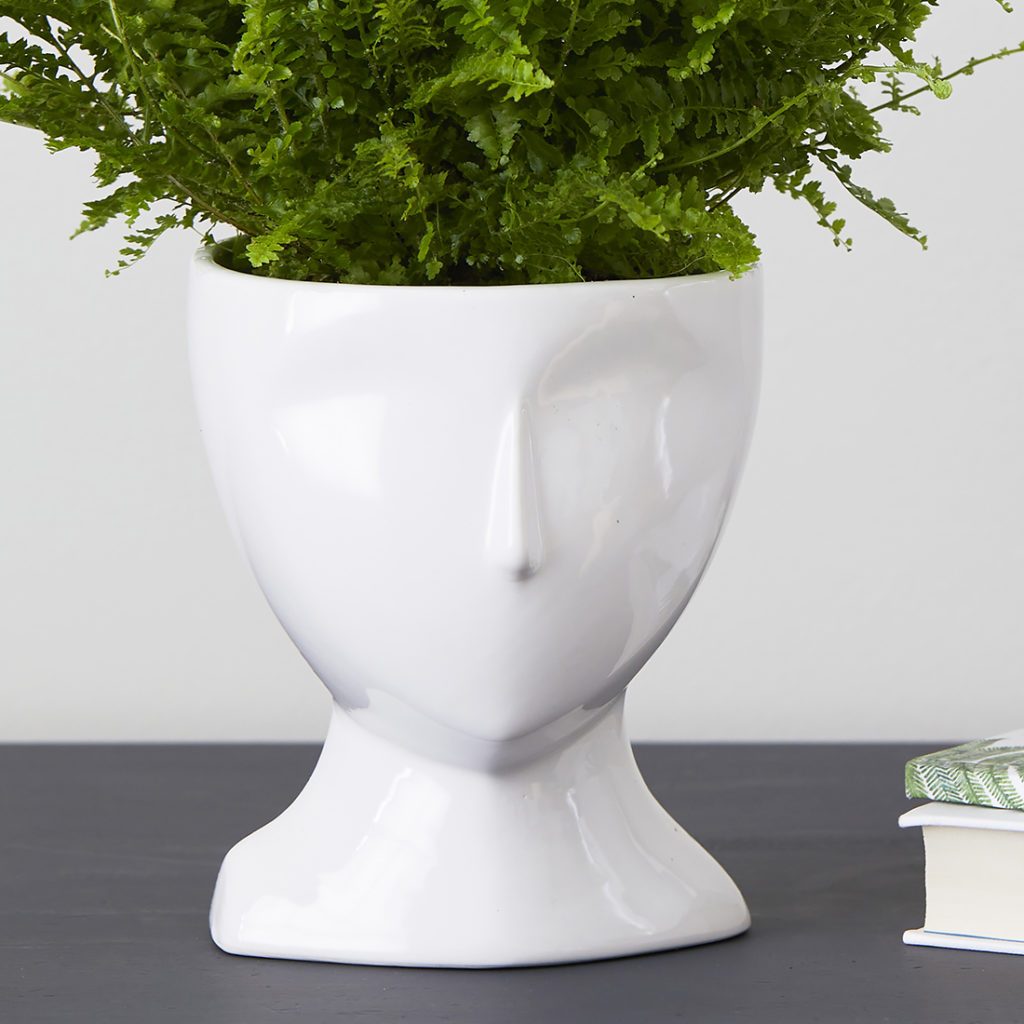 White Ceramic Face Planter - Primrose & Plum