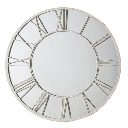 White Roman Numeral Round Garden Mirror | Outdoor Mirrors