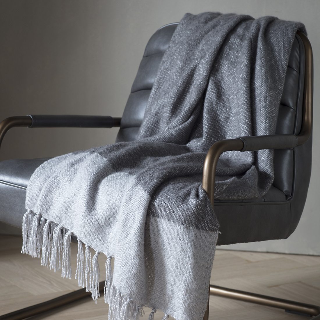 Woven Black & Cream Throw with Tassels | Throws