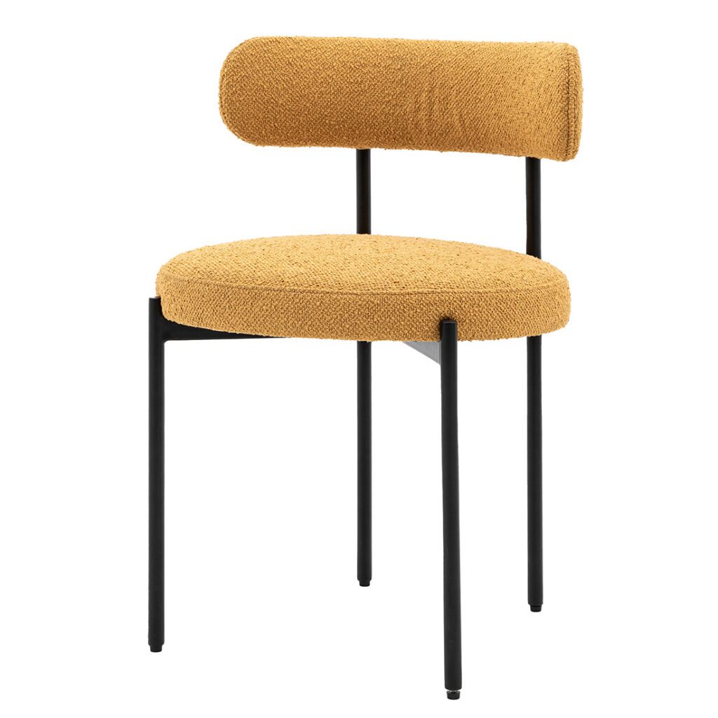 Two Textured Ochre Curved Dining Chairs | Dining Chairs