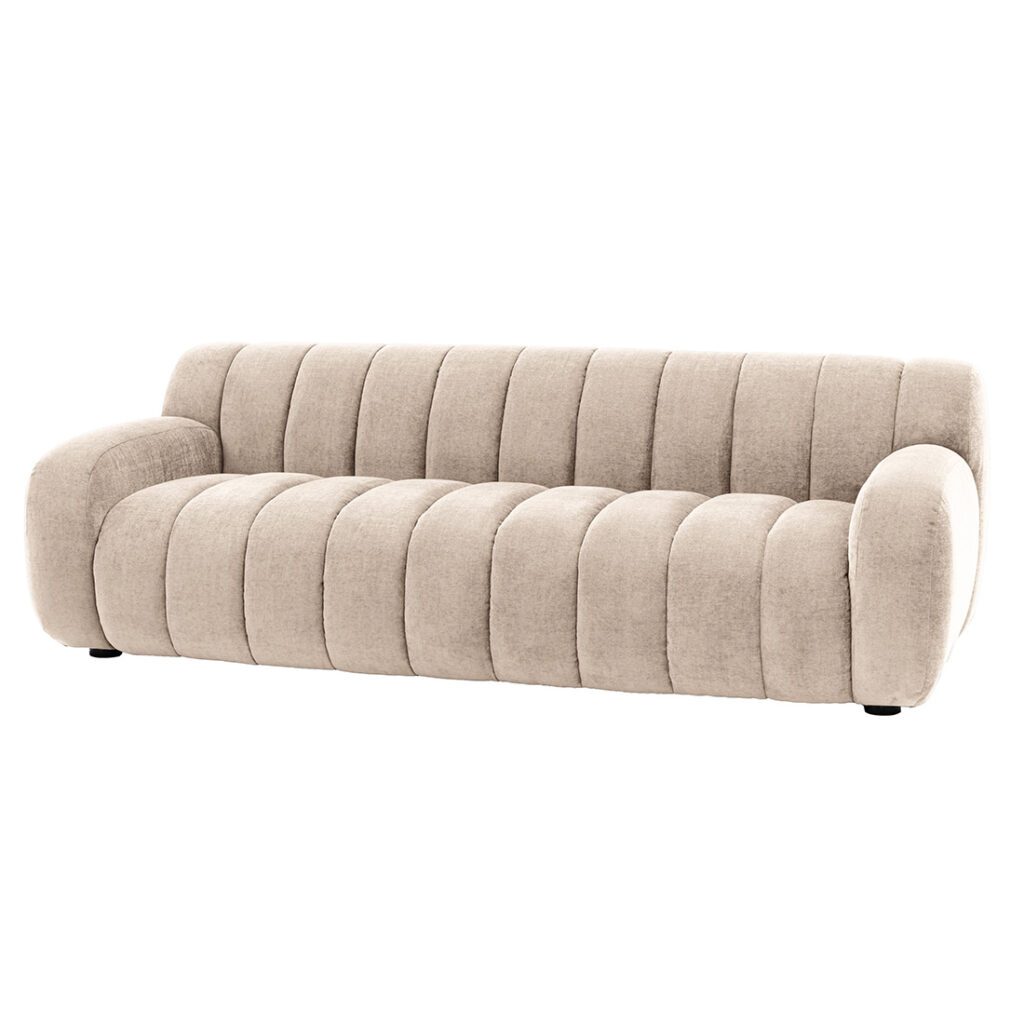 Clara Cream Ribbed Three Seater Sofa | Sofas | Furniture